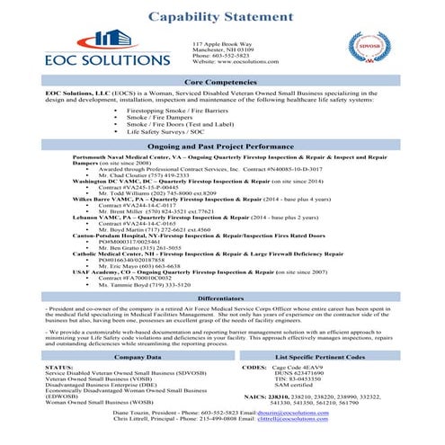 EOCS Capability Statement 7-2-15 | PDF | Business | Business and Finance