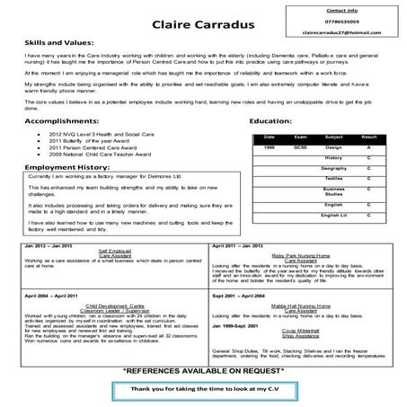 Claire Carradus CV 2015 | DOCX