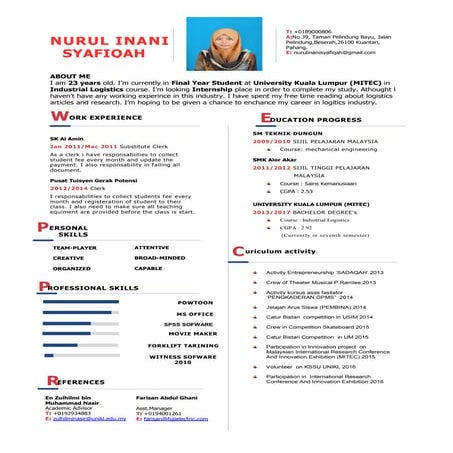 NURUL INANI SYAFIQAH RESUME | PDF
