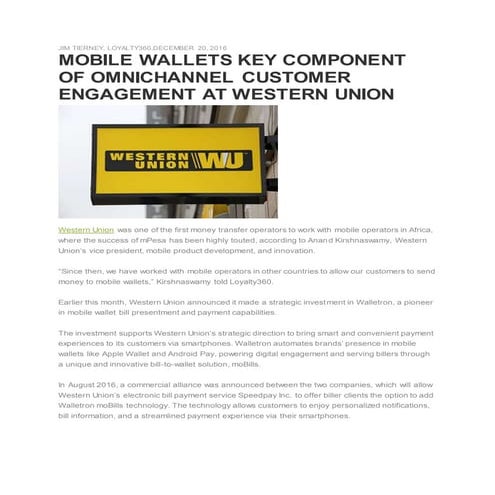 MOBILE WALLETS KEY COMPONENT OF OMNICHANNEL CUSTOMER ENGAGEMENT AT ...