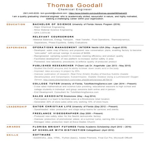 Thomas Goodall Professional Resume Redesigned | DOCX