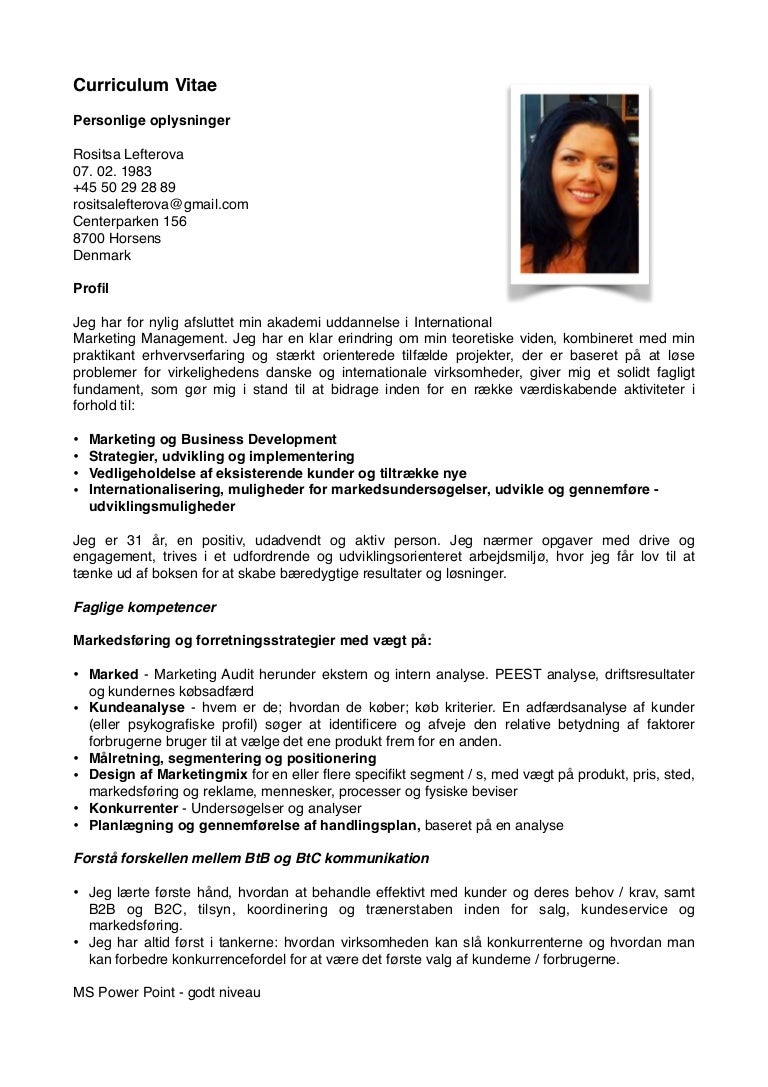 Danish CV Rositsa Lefterova