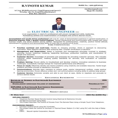 ENGINEER VINOTH 8+Exp. | DOC