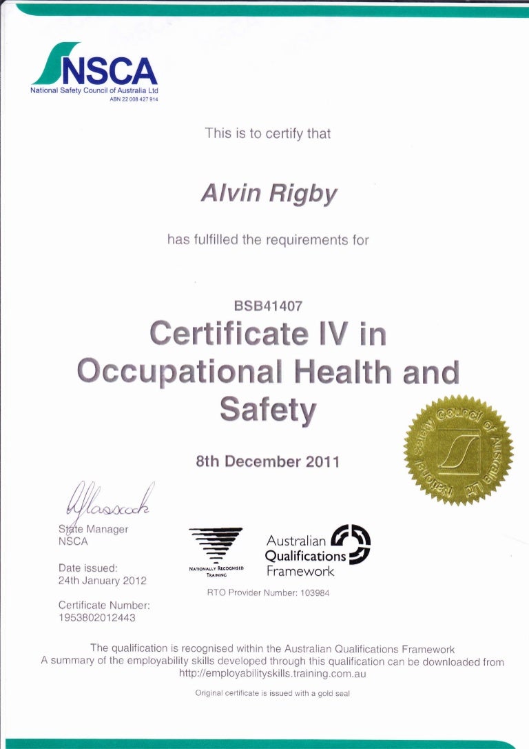SAFETY CERTIFICATES