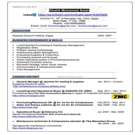 CV Khalid Salah | PDF