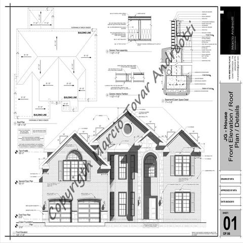 JG-House - Sheet - 01 - Front Elevation - Roof Plan - Details | PDF | Woodworking | Arts and Crafts