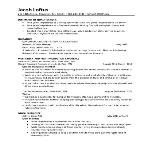 Aaron Joel Palmer Resume | DOCX