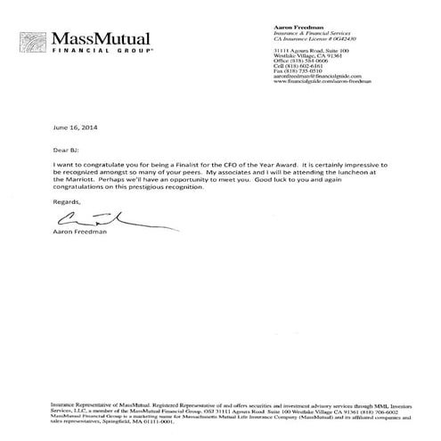 MASS MUTUAL CFO AWARD LETTER | PDF