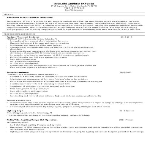 Richard Sanchez Resume 10-2015 | PDF