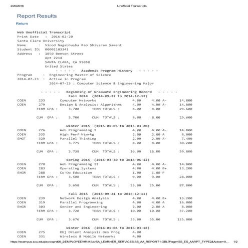 Unofficial Transcripts | PDF