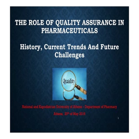 THE ROLE OF QA IN PHARMACEUTICALS | PDF