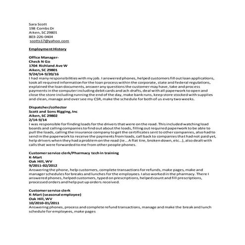 Sara Scott resume | DOCX