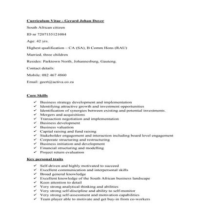 Abridged CV Geert Doyer | PDF