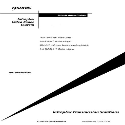 Harris_Intraplex Products_Video Codec_issue1 | PDF