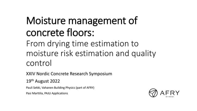 D3 A7 Pauli Sekki Moisture Management Of Concrete Floors From