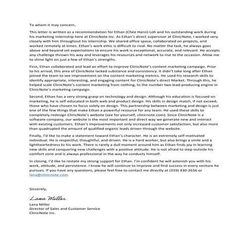 Ethan Loh Recommendation Letter | PDF