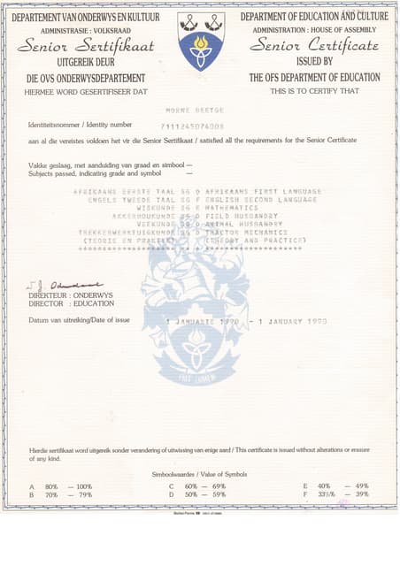 M Beetge - 2. Certificate of Competence Mercedes-Benz | PDF