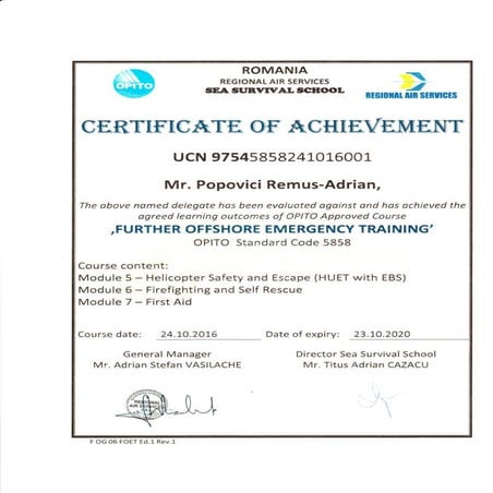 Offshore Certificate FOET | PDF