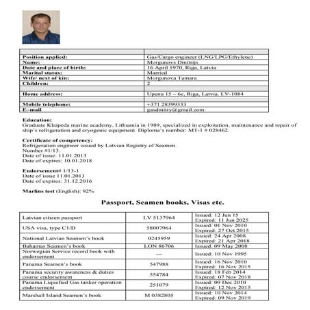 02. Cargo Eng Morgunovs CV | PDF