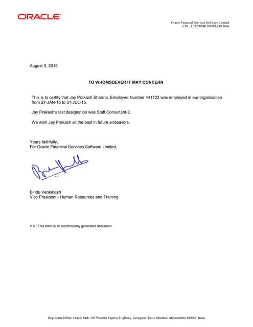 tcs experience letter | PDF | Human Resources | Business