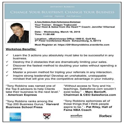 1. Tony Robbins Peak Performance Strategy Session Flyer- Schaumburg 3 ...