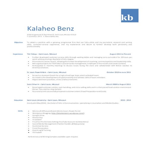 Kalaheo Benz Resume (1) (1) | DOCX