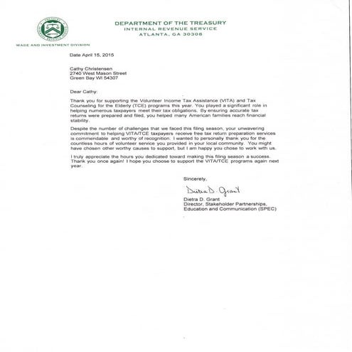 VITA Letter of Appreciation | PDF