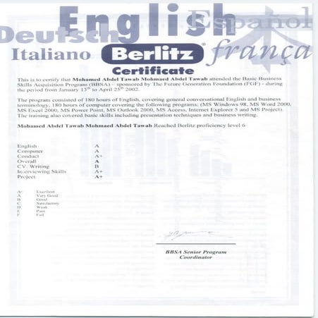BERLITZ CERTIFICATE | PDF