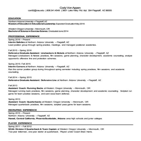 Cody Von Appen Resume | PDF