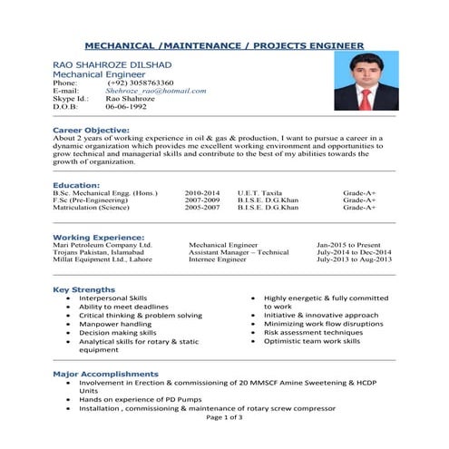 Mech. Engr. Resume | PDF