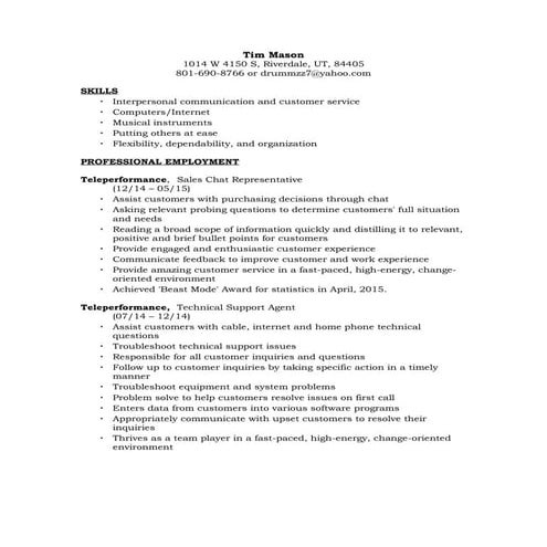 Tim Mason resume - 06 01 15 | PDF
