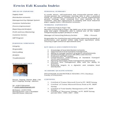 Erwin CV | PDF | Business | Business and Finance