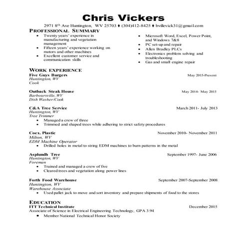 Chris Vickers resume | DOCX