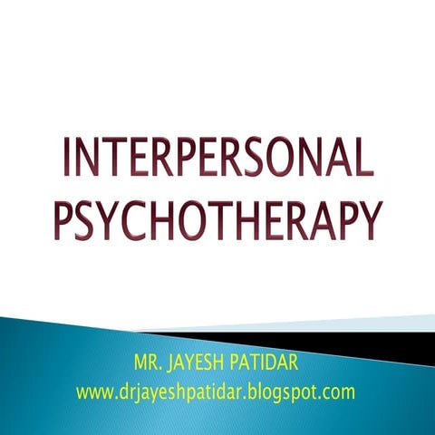 Interpersonal psychotherapy | PDF