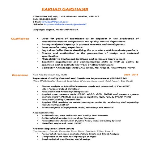 Farhad Garshasbi-CV | PDF