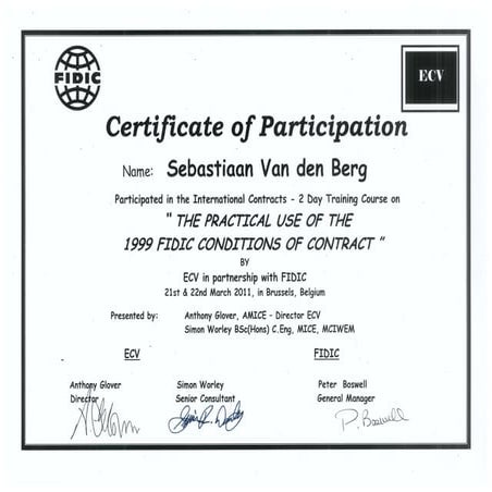 2011 - JSvdB - Certificaat FIDIC | PPT