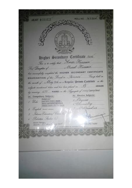 Matric Mark Sheet PDF | PDF