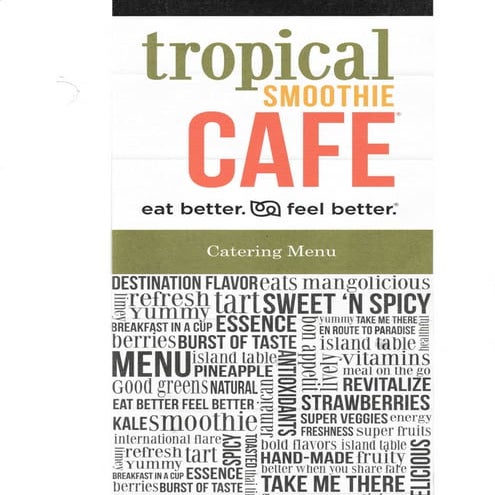 Tropical Smoothie Cafe Catering Menue | PDF