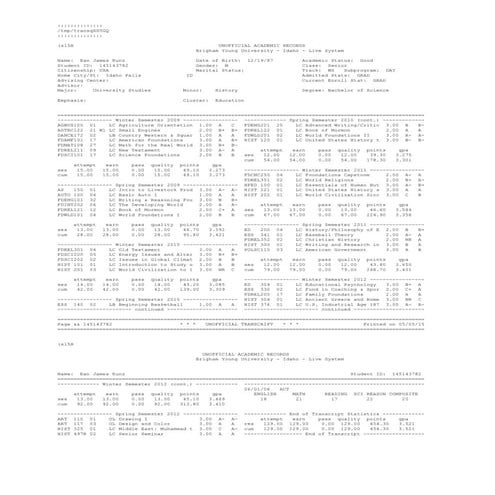 Transcript | PDF | Undergraduate Education | College Education