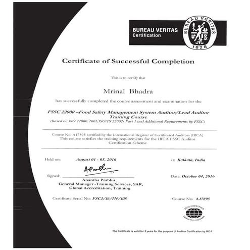 IRCA Certificate | PDF