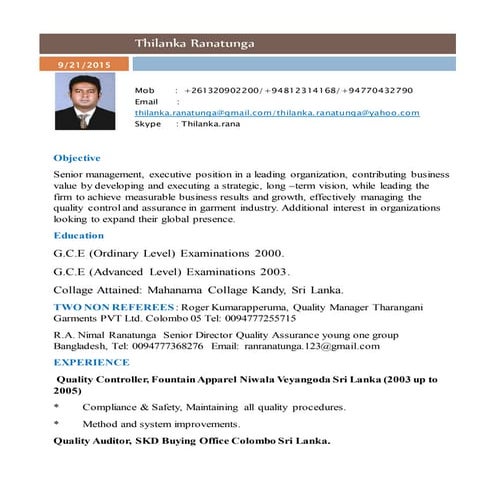 thilanka ranatunga cv (new) (1) | PDF