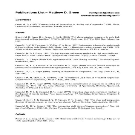 Publications List - Matthew Green | DOC