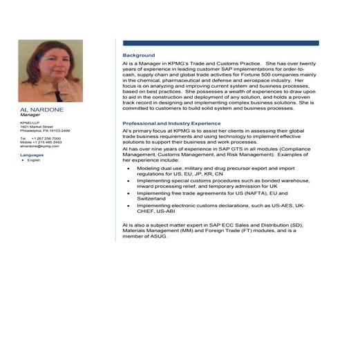 Al Nardone - Bio KPMG | PDF | Business | Business and Finance