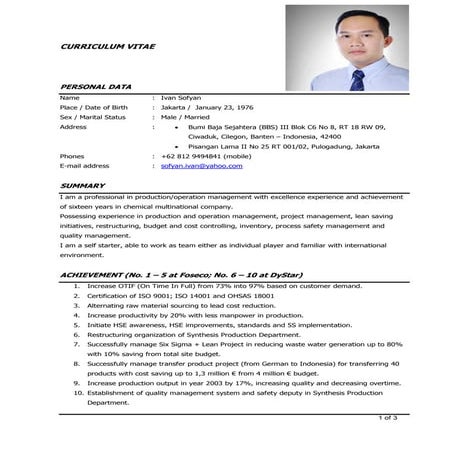 CV Ivan Sofyan_Oct 2016 | PDF