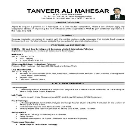 CV-Tanveer-Geologist | DOC | Geology | Science