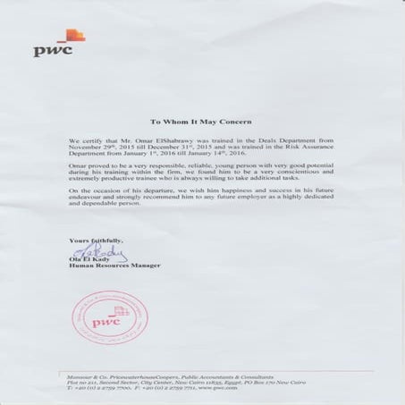 Pwc Recommendation Letter | PDF