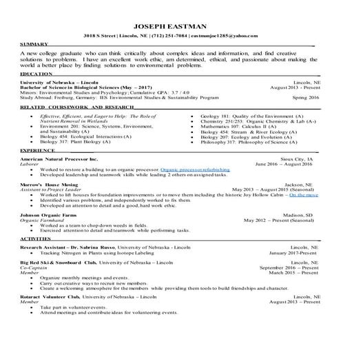 Joseph Eastman - Resume | PDF