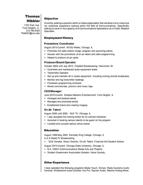Radio Resume | PDF