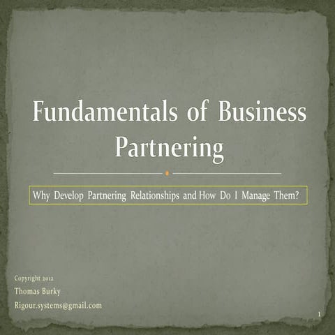 Developing and Managing Partners | PDF