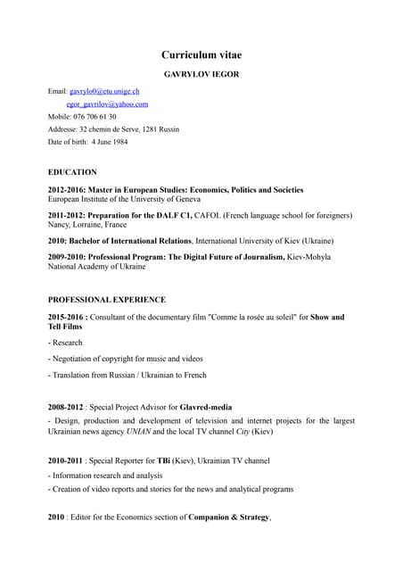Flavia Cavaliere CV | PDF